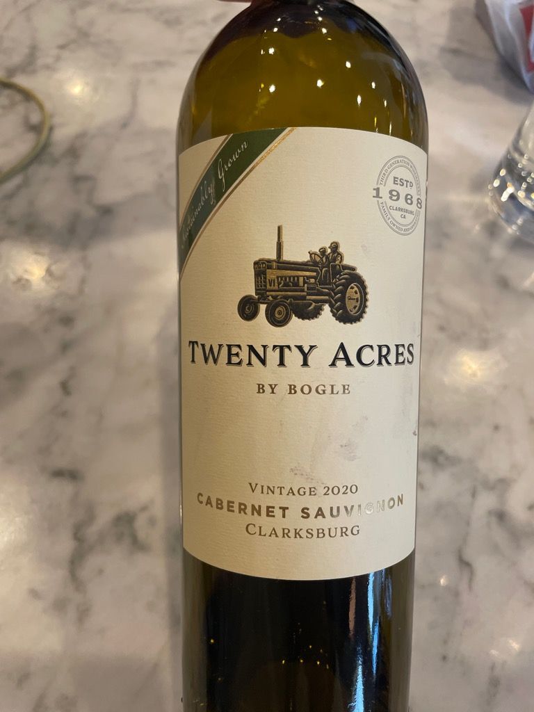 2020 Twenty Acres by Bogle Cabernet Sauvignon, USA, California, Central ...