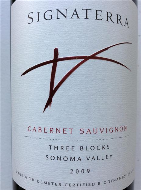 2009 Signaterra / Benziger Cabernet Sauvignon Three Blocks, USA ...
