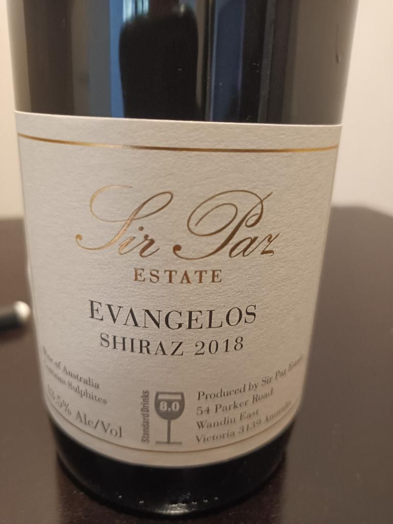 2018 Sir Paz Shiraz Evangelos Family Reserve, Australia, Victoria, Port ...