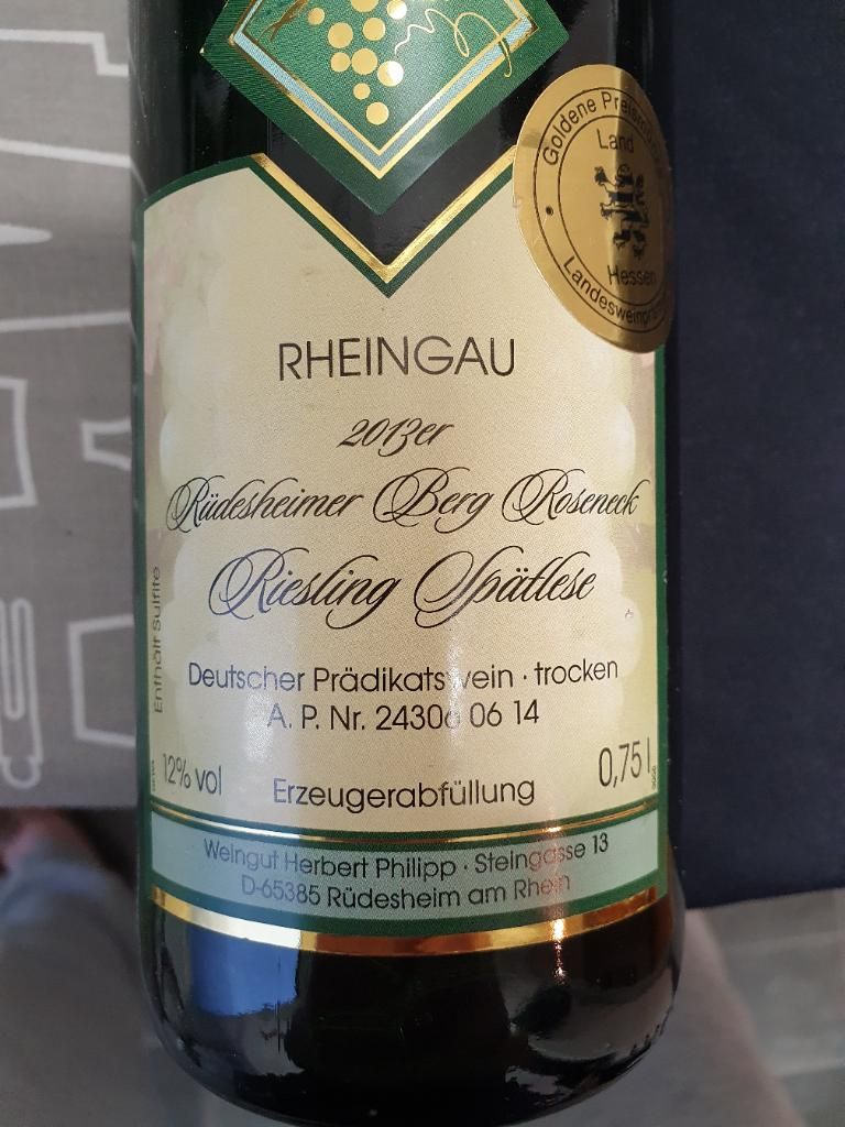 2012 Weingut Herbert Philipp Rüdesheimer Berg Roseneck Riesling ...