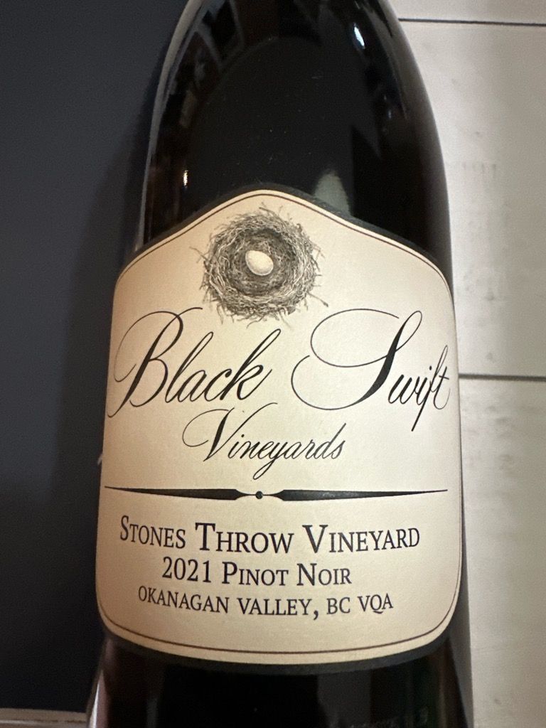 2021 The Hatch Pinot Noir Stone's Throw Vineyard Black Swift Vineyards ...