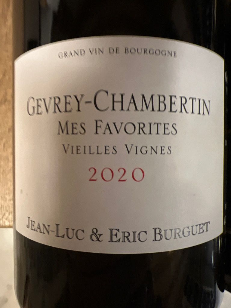 2020 Jean-Luc & Eric Burguet Gevrey-Chambertin Mes Favorites Vieilles ...