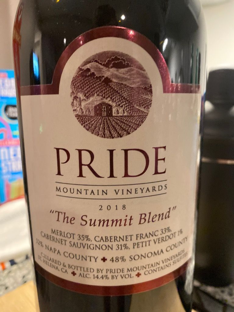 2018 Pride Mountain Vineyards The Summit Blend, USA, California, North ...