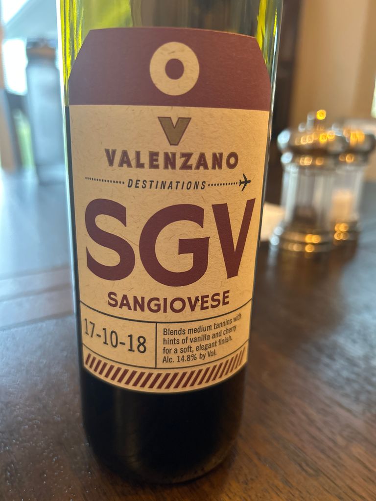 2018 Valenzano Sangiovese SGV, USA, New Jersey - CellarTracker