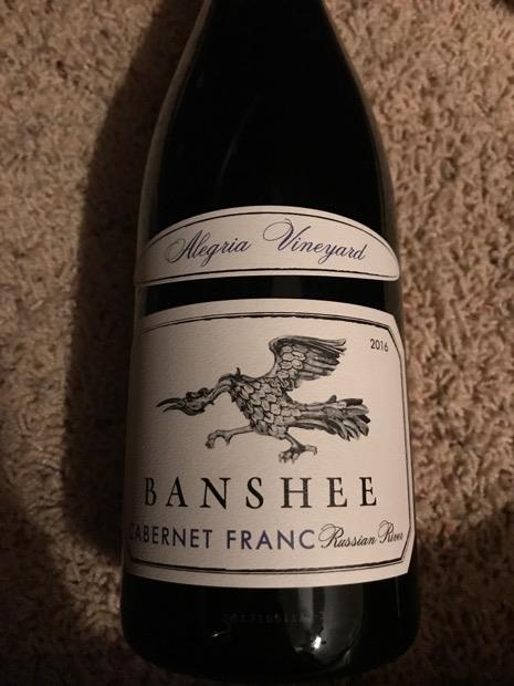 2016 Banshee Cabernet Franc Alegria Vineyard, USA, California, Sonoma ...