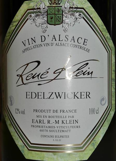 2014 Earl R.-M Klein Edelzwicker, France, Alsace - CellarTracker