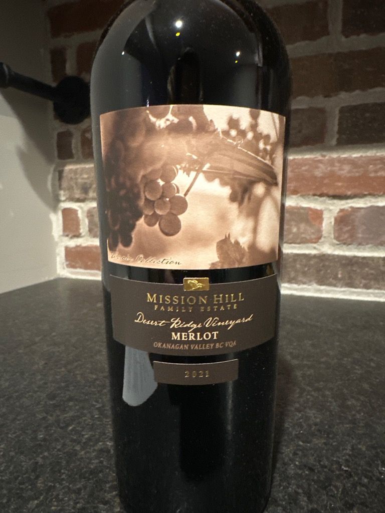 2021 Mission Hill Merlot Terroir Collection Desert Ridge, Canada ...