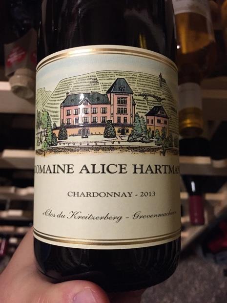 2013 Domaine Alice Hartmann Chardonnay Sélection du Château ...