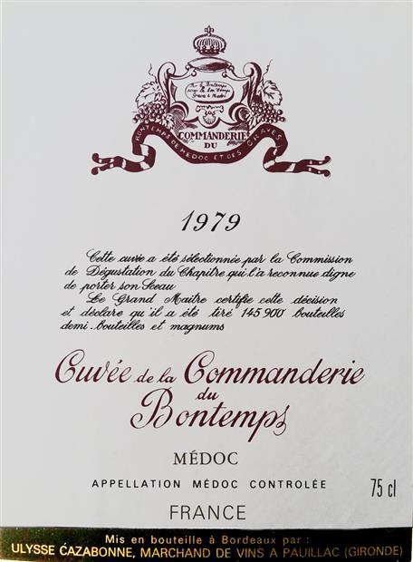 1979 Cuvée de la Commanderie du Bontemps, France, Bordeaux, Médoc ...
