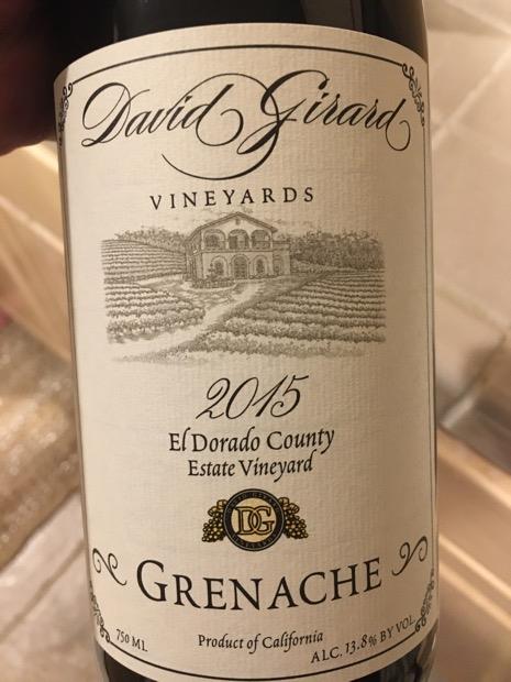 2015 David Girard Vineyards Grenache Eldorado Estate Vineyard, USA ...