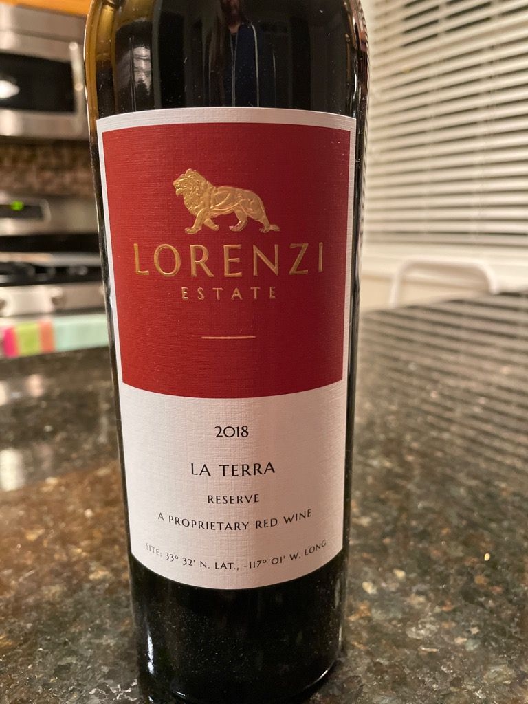 2019 Lorenzi Estate La Terra Reserve, USA, California, South Coast ...