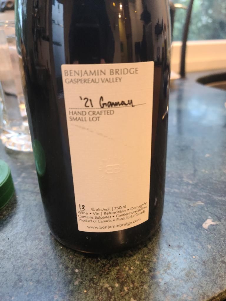 2021 Benjamin Bridge Gamay Hand Crafted Small Lot, Canada, Nova Scotia ...