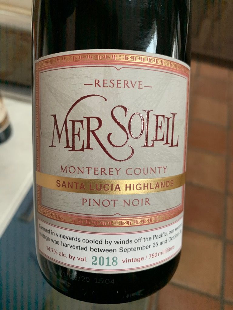 2018 Mer Soleil Pinot Noir Reserve, USA, California, Central Coast ...