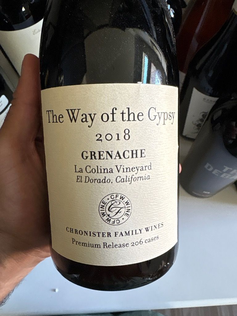 2018 chronister family wines Grenache The Way of the Gypsy La Colina ...