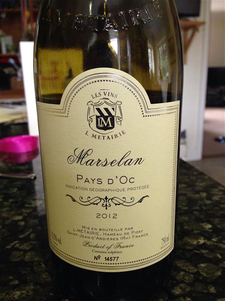 2012 L. Metairie Marselan, France, Languedoc Roussillon, Vin de Pays d ...