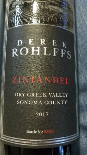 2017 Derek Rohlffs Zinfandel Dry Creek Vineyard, USA, California ...