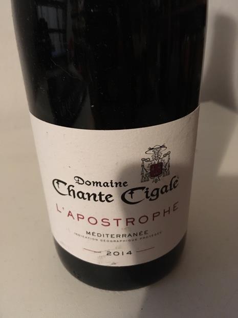 2014 Domaine Chante Cigale Mediterranée L'apostrophe, France, Provence ...