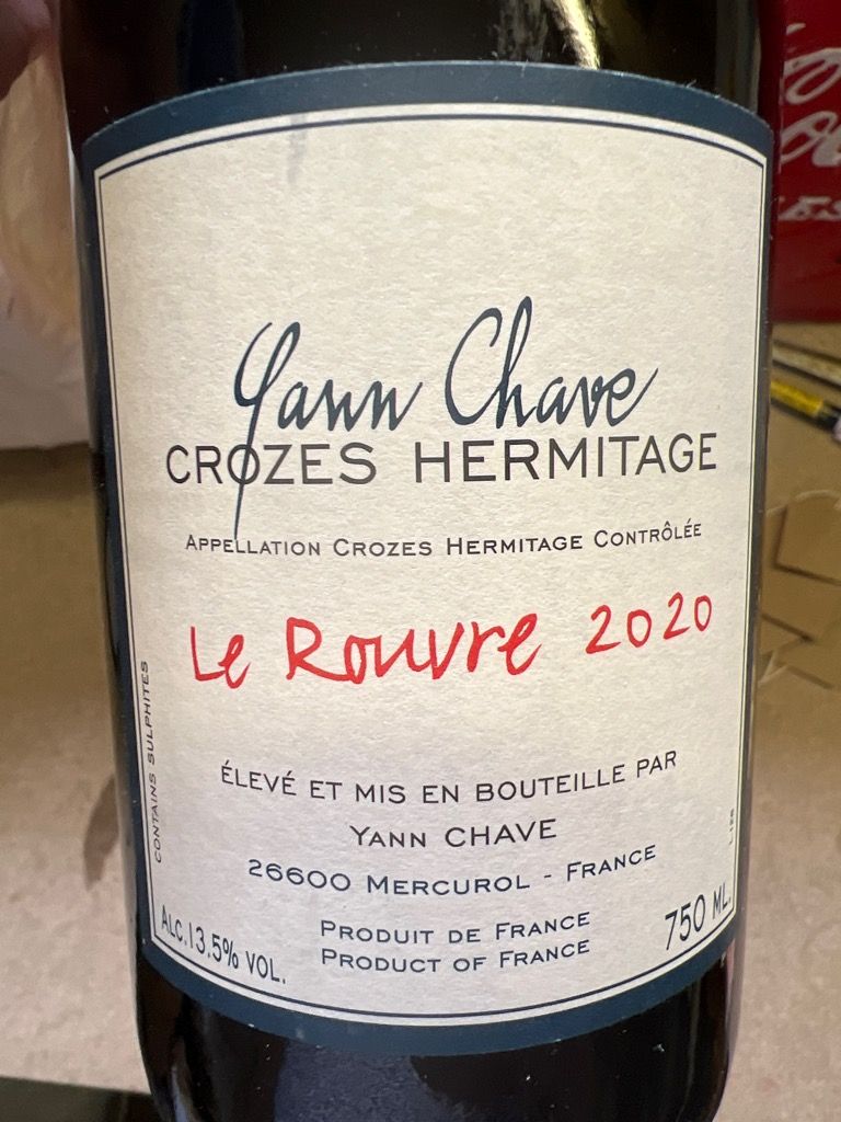 2020 Yann Chave Crozes-Hermitage Le Rouvre, France, Rhône, Northern ...