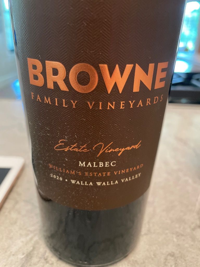 2020 Browne Family Vineyards Malbec, USA, Washington, Columbia Valley ...