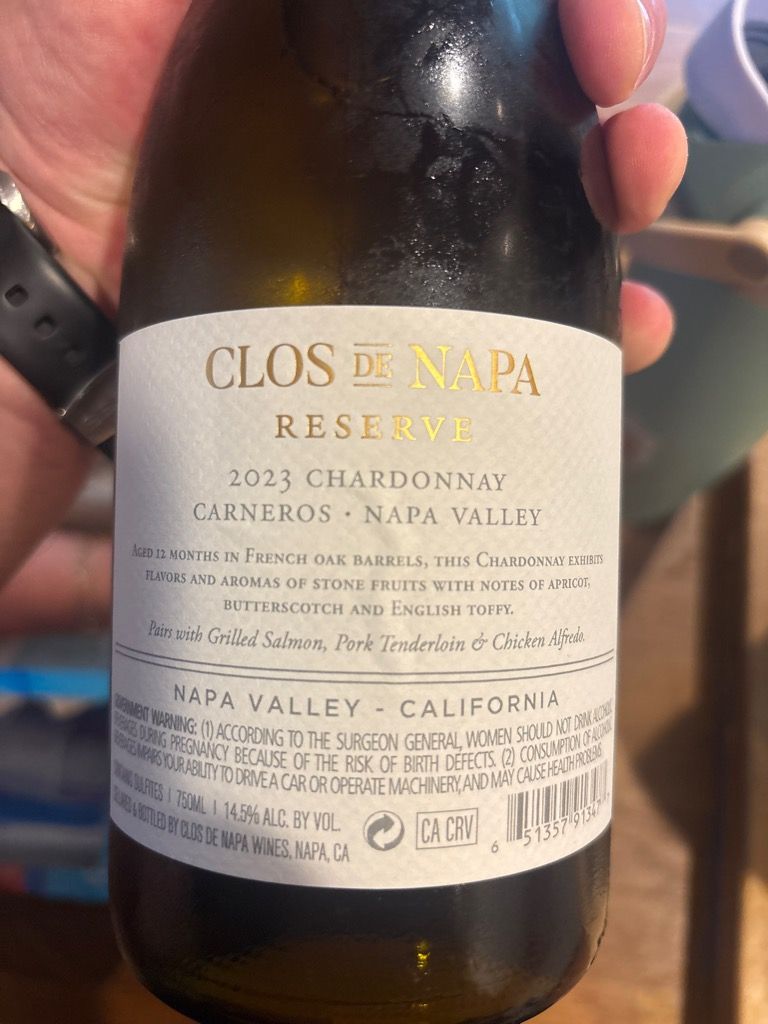 2023 Clos de Napa Cellars Chardonnay Reserve, USA, California, Napa ...