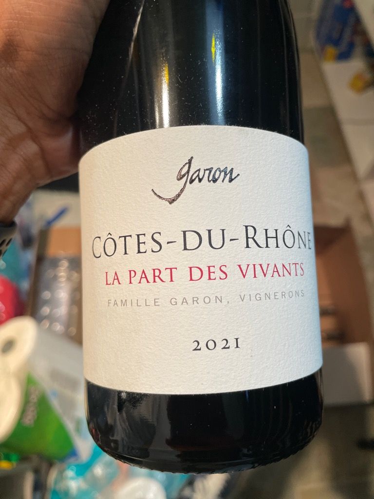2021 Domaine Garon Côtes du Rhône La Part des Vivants, France, Rhône ...