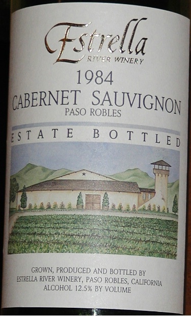 1984 Estrella River Winery Cabernet Sauvignon, USA, California, Central ...