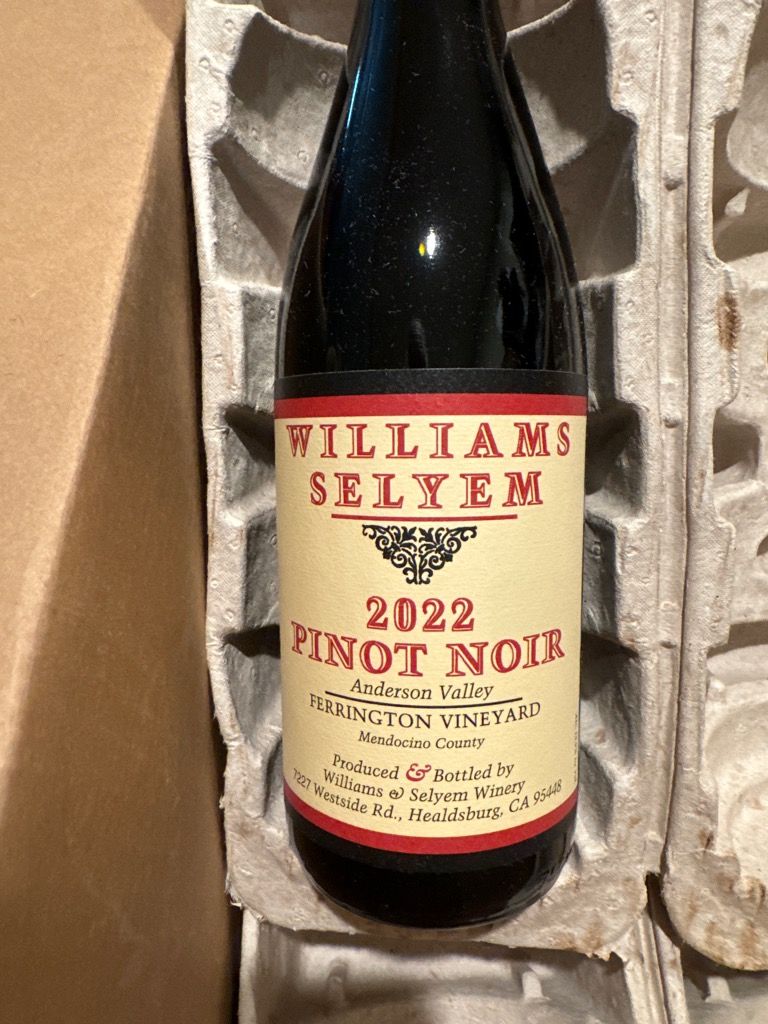 2022 Williams Selyem Pinot Noir Ferrington Vineyard, USA, California ...