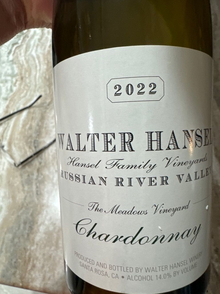 2024 Walter Hansel Winery Chardonnay The Meadows Vineyard, USA ...