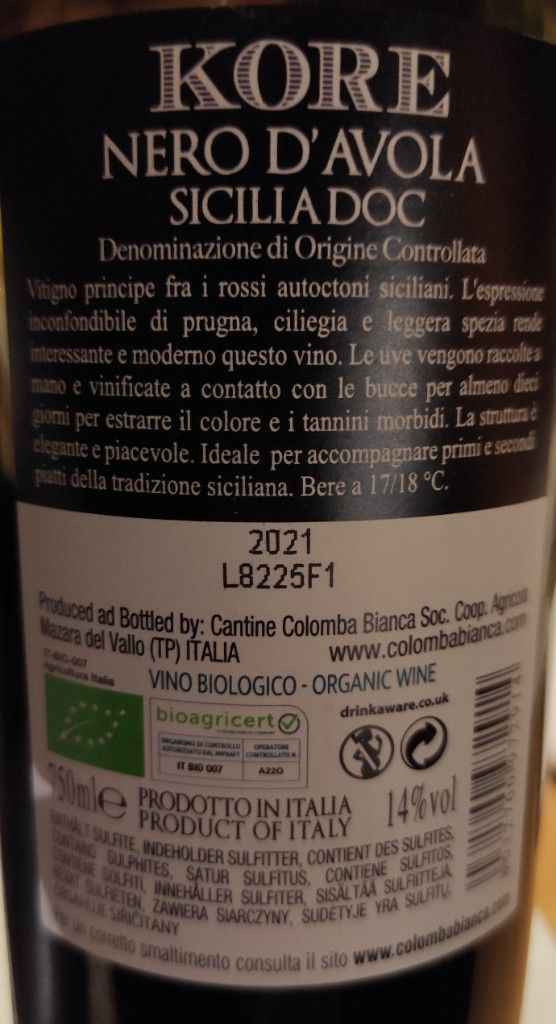 2020 Cantine Colomba Bianca Terre Siciliane Kore, Italy, Sicily, Terre ...