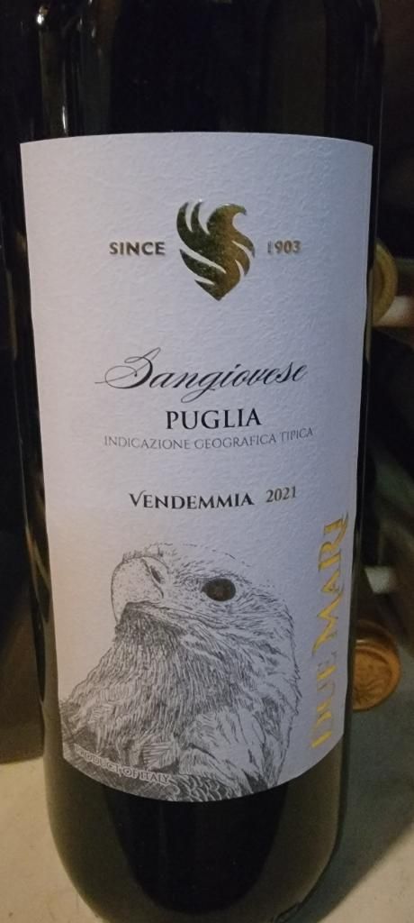 2021 Due Mari Sangiovese, Italy, Puglia, Puglia IGT - CellarTracker