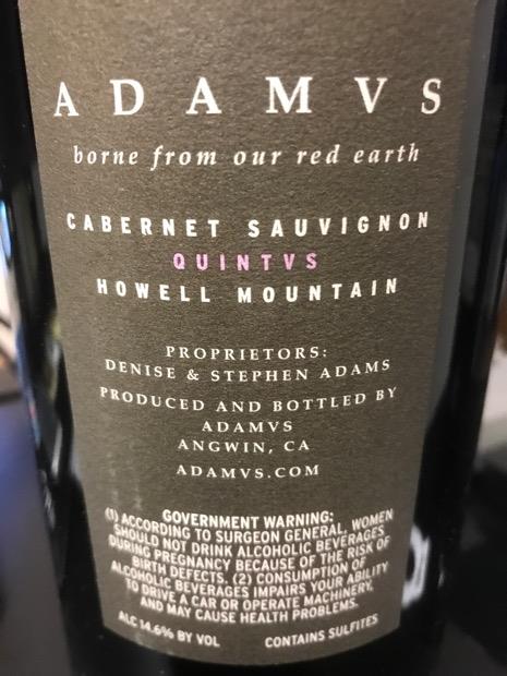 2011 Adamvs Cabernet Sauvignon Quintvs, USA, California, Napa Valley ...
