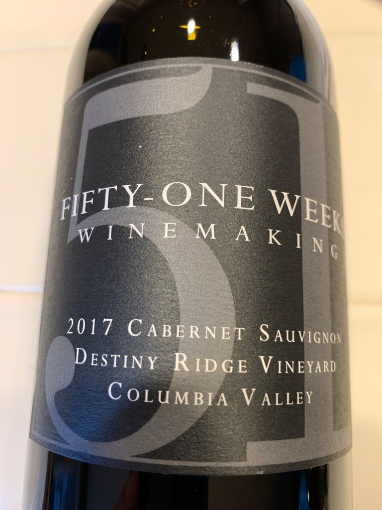 2017 51 Weeks Winemaking Cabernet Sauvignon Destiny Ridge Vineyard, USA ...