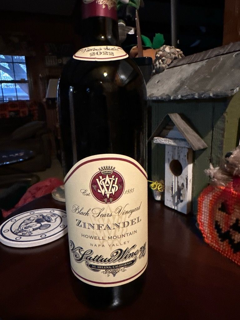 2022 V. Sattui Winery Zinfandel Black Sears Vineyard, USA, California ...
