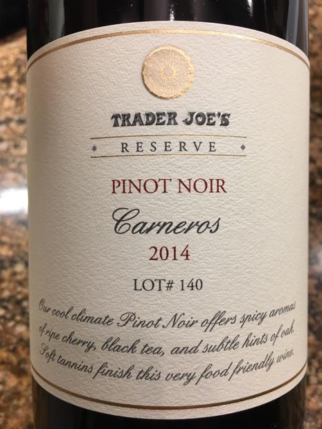 2012 Trader Joe's Pinot Noir Reserve Carneros, USA, California, Napa ...