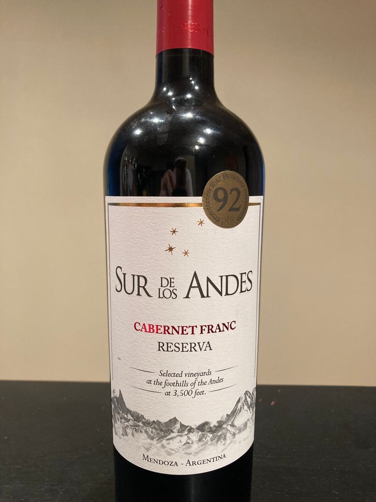 2017 Bodega Sur de los Andes Cabernet Franc Reserva, Argentina, Mendoza ...