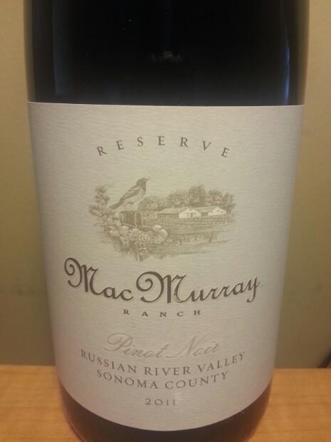2011 MacMurray Ranch Pinot Noir Reserve Russian River Valley, USA ...