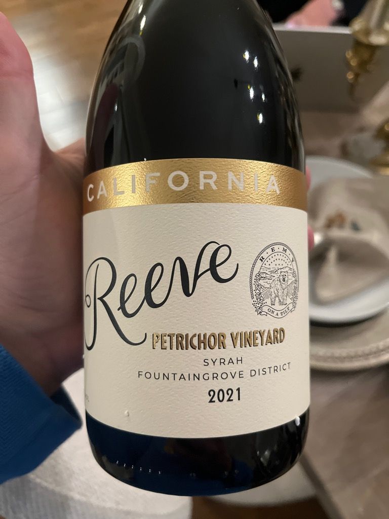 2021 Reeve Wines Syrah Petrichor Vineyard, USA, California, Sonoma ...
