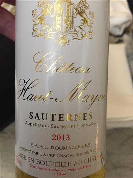 2013 Château Haut-Mayne Sauternes, France, Bordeaux, Sauternais, Sauternes - CellarTracker