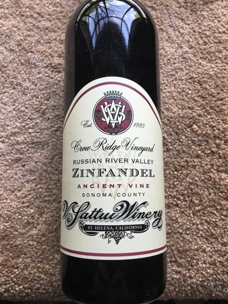 2015 V. Sattui Winery Zinfandel Ancient Vine Crow Ridge Vineyard, USA ...