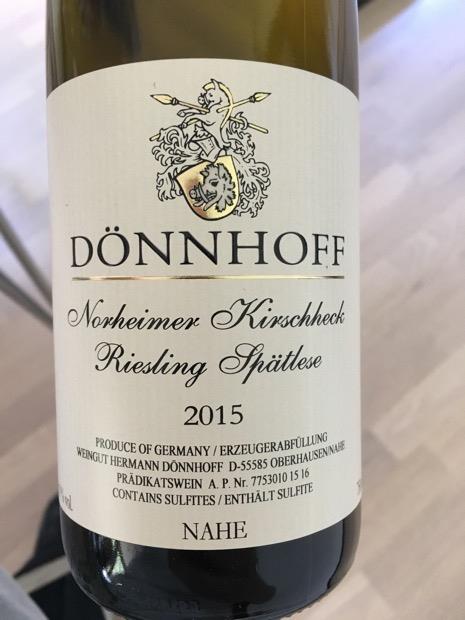 2015 Dönnhoff Norheimer Kirschheck Riesling Spätlese, Germany, Nahe ...