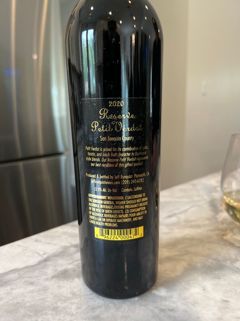2022 Jeff Runquist Petit Verdot R Reserve, USA, California, Central ...
