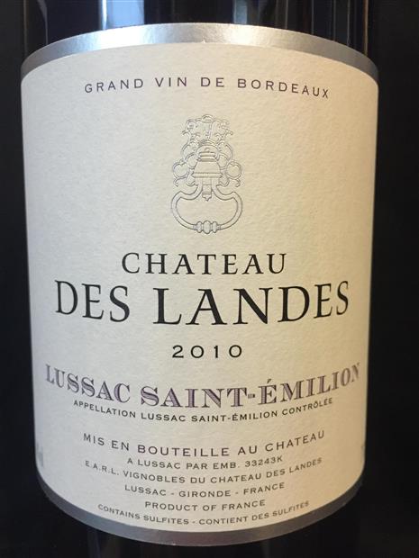 2010 Château des Landes, France, Bordeaux, Libournais, Lussac-St ...