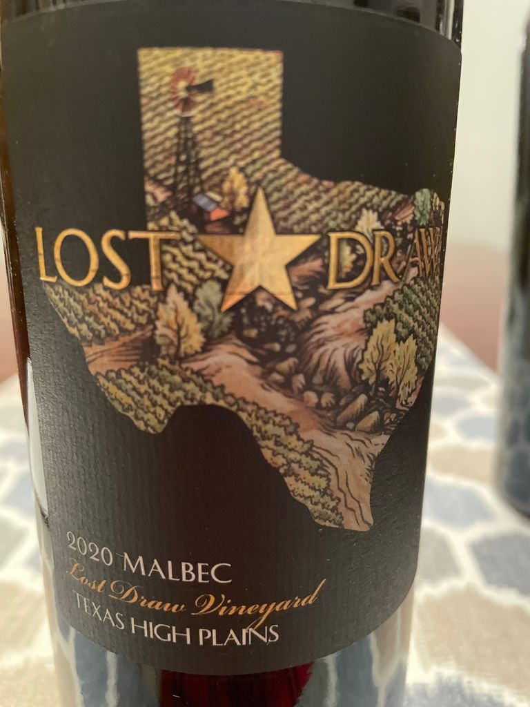 2020 Lost Draw Cellars Malbec Krick Hill Vineyards, USA, Texas, Texas ...