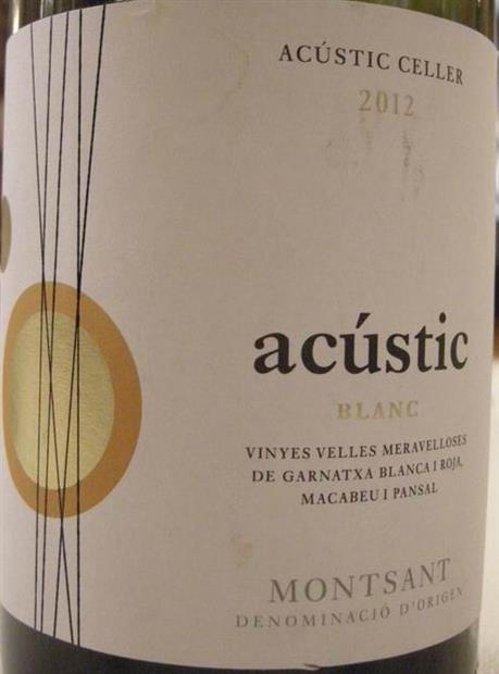 2012 Acústic Celler Montsant Acústic Blanc, Spain, Catalunya, Tarragona ...