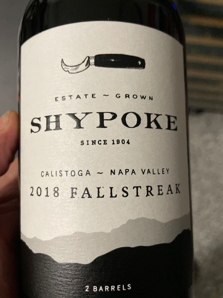 2019 Shypoke Cellars Fallstreak Calistoga, USA, California, Napa Valley ...