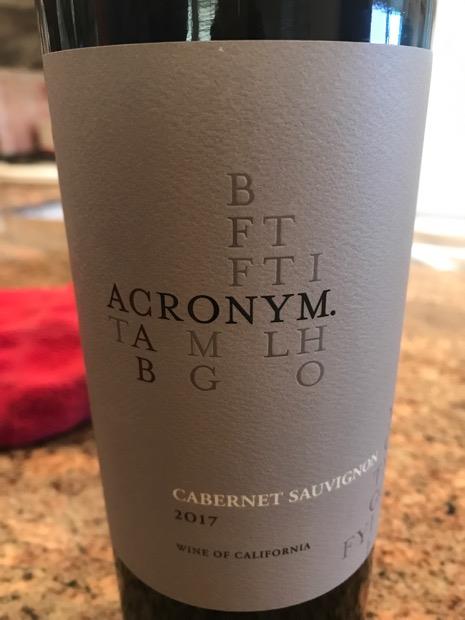 2017 Acronym Cabernet Sauvignon, USA, California - CellarTracker