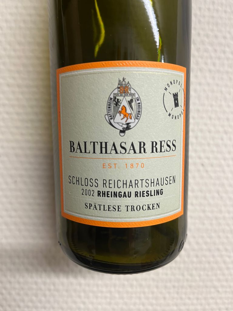 2002 Balthasar Ress Schloss Reichartshausen Riesling Spätlese trocken ...