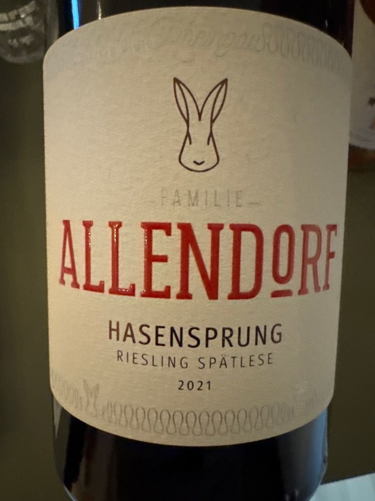 2021 Weingut Fritz Allendorf Winkeler Hasensprung Riesling Spätlese ...