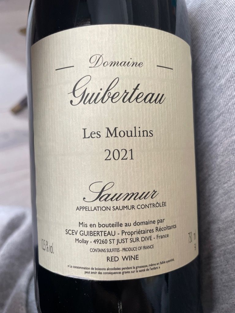 2021 Domaine Guiberteau Saumur Blanc Les Moulins, France, Loire Valley, Anjou-Saumur, Saumur ...