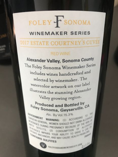 2017 Foley Sonoma Courtney's Cuvee, USA, California, Sonoma County ...